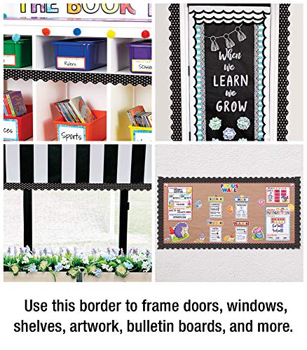 Snapklik.com : Carson Dellosa 36 Ft Scalloped Black And White Polka Dot ...