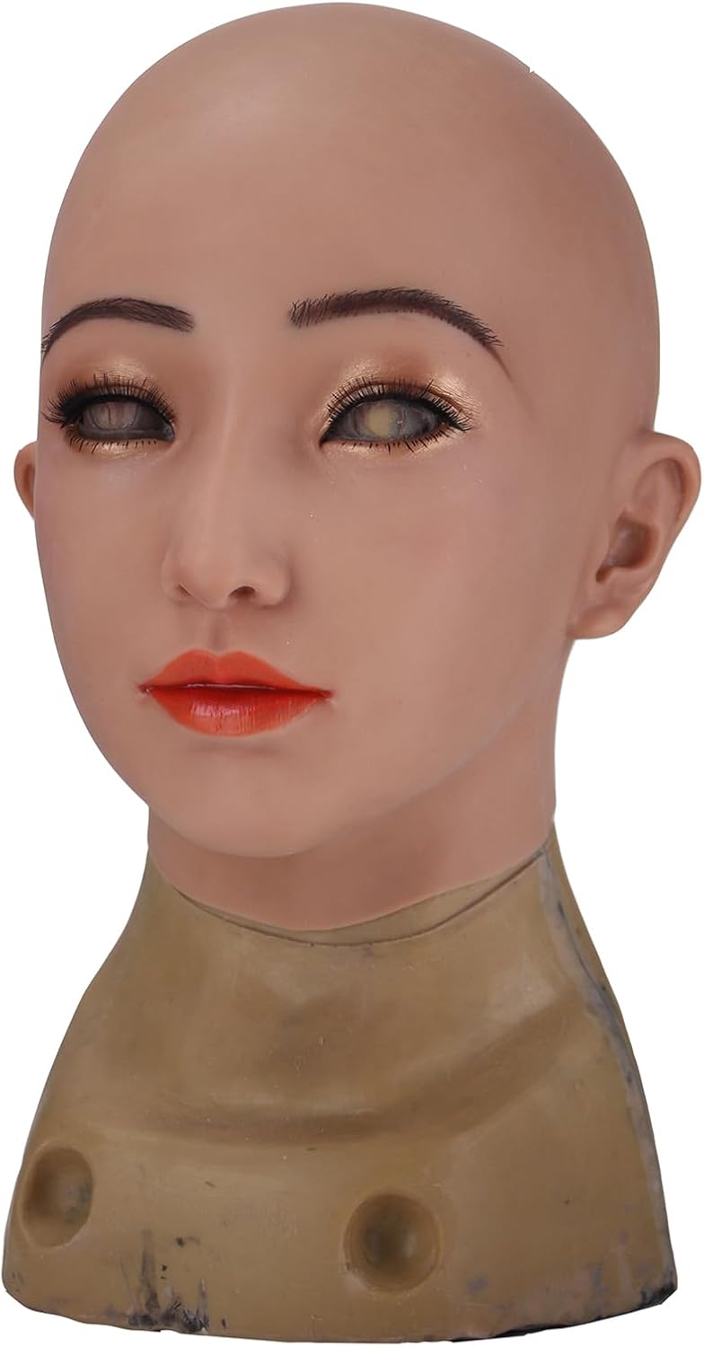 Amazon.com: ZWSM Realistic Female Head Silicone Mask Hand-Made Face for ...
