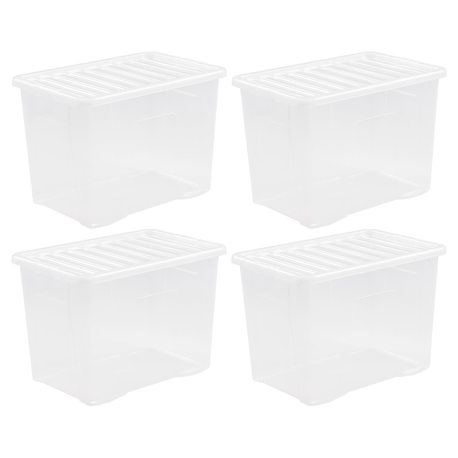 (Set of 4) Large Wham Crystal Clear Strong Plastic Storage Boxes with ...