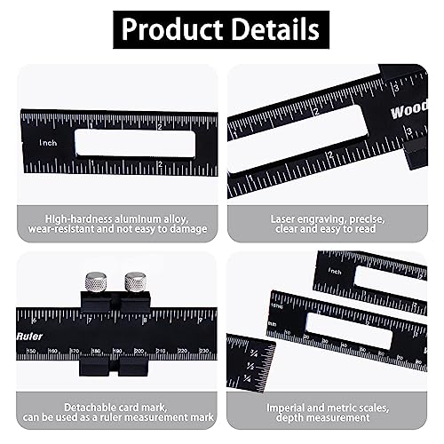 Marking Measuring Ruler, 6/8/12 Inch DIY Woodworking Measuring Tools ...