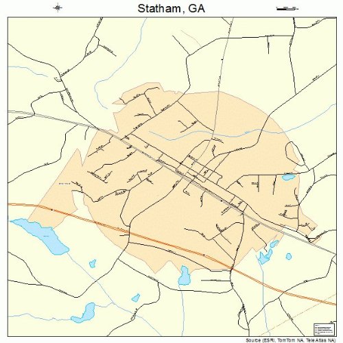 Large Street & Road Map of Statham, Georgia GA - Printed poster size ...