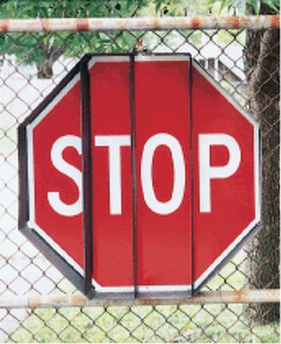 Blinder for 36" Stop sign, Painted Black, helps provide warning to ...