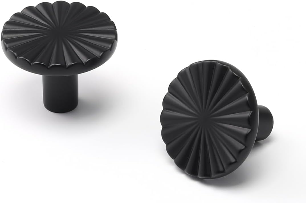 JIASENBAO 10 Pack Black Cabinet Knobs Matte Black Flat Drawer Pulls ...