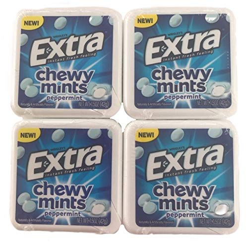Amazon.com : Extra Chewy Mints Peppermint | Four - 1.5 Oz. Packs ...