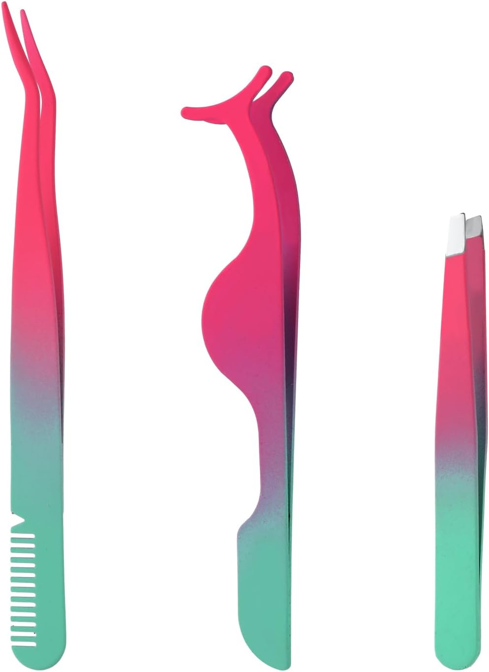 Amazon.com : 3pcs Eyelash Tweezers, 3 Styles Lash Tweezers with Comb ...