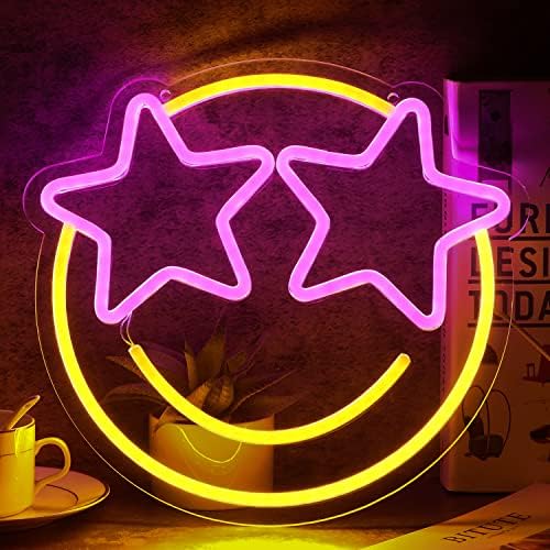 Amazon.com: Smile Face Neon Sign,Cowboy Hat Smiling Face Neon Light for ...