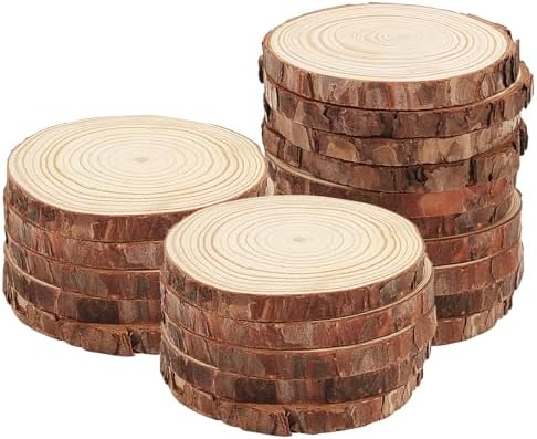 JOIKIT 20 PCS 10-11cm Wooden Slices, Natural Wood Discs, Unfinished ...