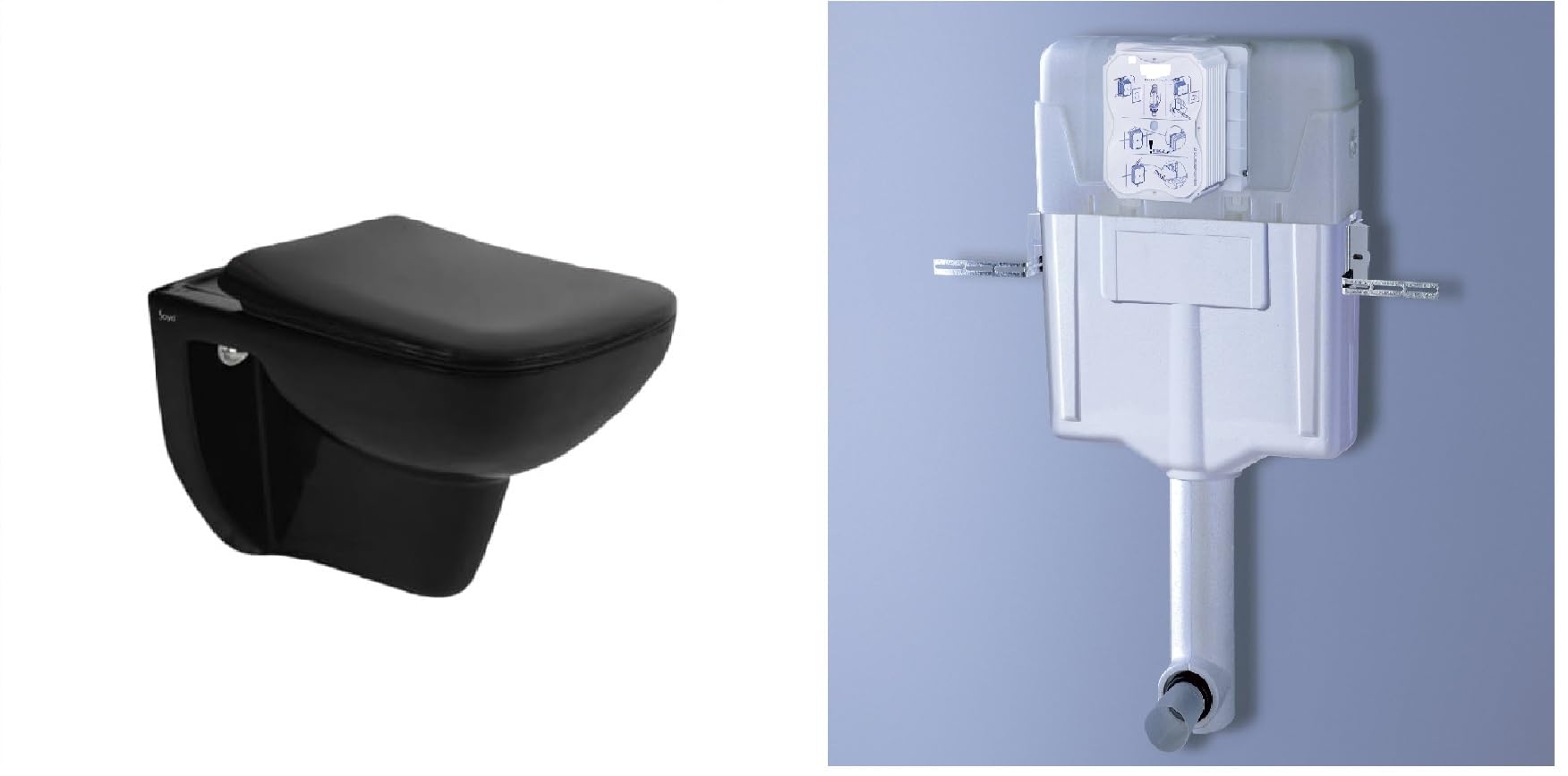 Bherunath Combo of Wall Mounted/Wall Hung Western Toilet/Commode/EWC ...