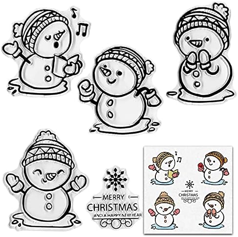 Amazon.com: Merry Christmas Winter Cartoon Snowmen Clear Stamps for ...