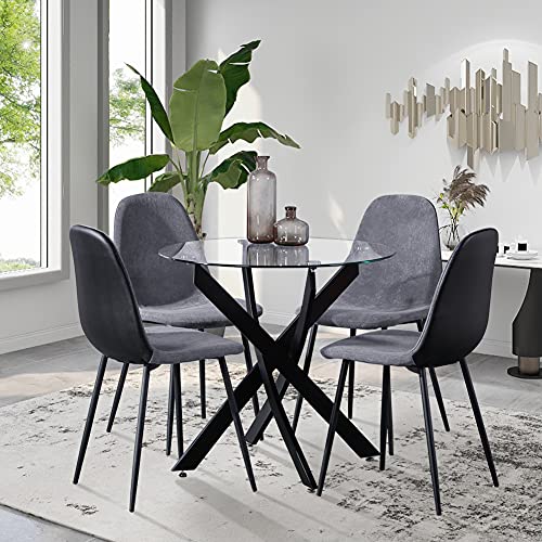 Stilvolle Esstisch Rund Glas Mit 4 Stuehlen Bild
