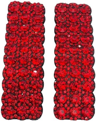 Amazon.com : Juroicessry 2Pcs Red Rhinestones Snap Hair Clips for Women ...