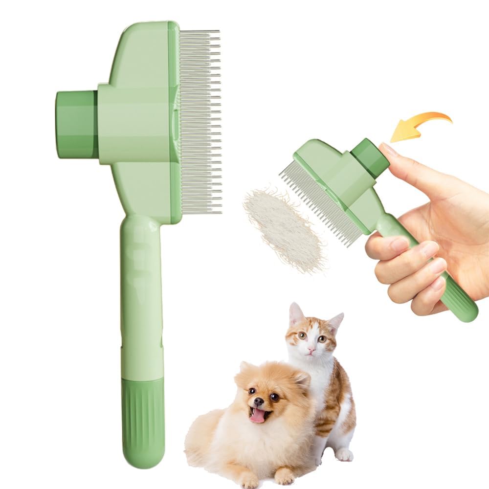 Amazon.com: Pet Hair Comb, 2025 New Pet Brush with Release Button, Flea ...