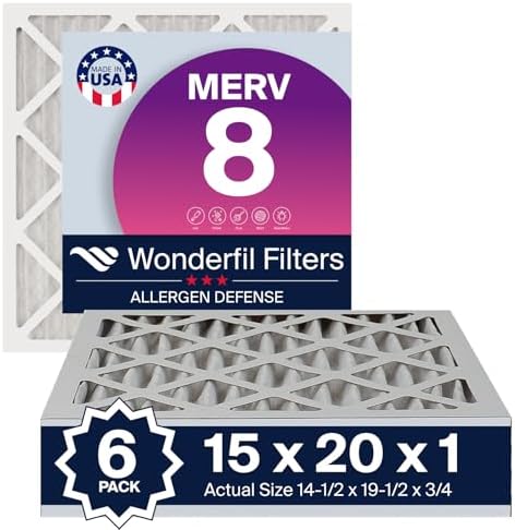 15x20x1 MERV 8 Air Filter (6-Pack) | Wonderfil Filters | Pleated HVAC ...