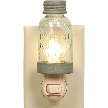 Amazon.com: Mini Mason Jar Night Light in Rustic Brown Metal Color ...