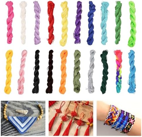 Premium Silk Nylon Cord, XAVSWRDE 20 Colors 1mm Chinese Knotting Cord ...