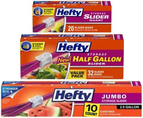 Amazon.com: Hefty Variety, 1 Hefty Slider Bag, Jumbo, 2.5 Gallon, 10 CT ...