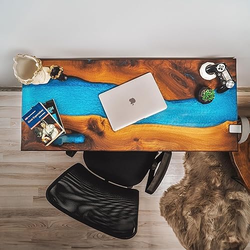 Amazon.com: Custom Epoxy River Standing Desk, Live Edge Walnut Solid ...