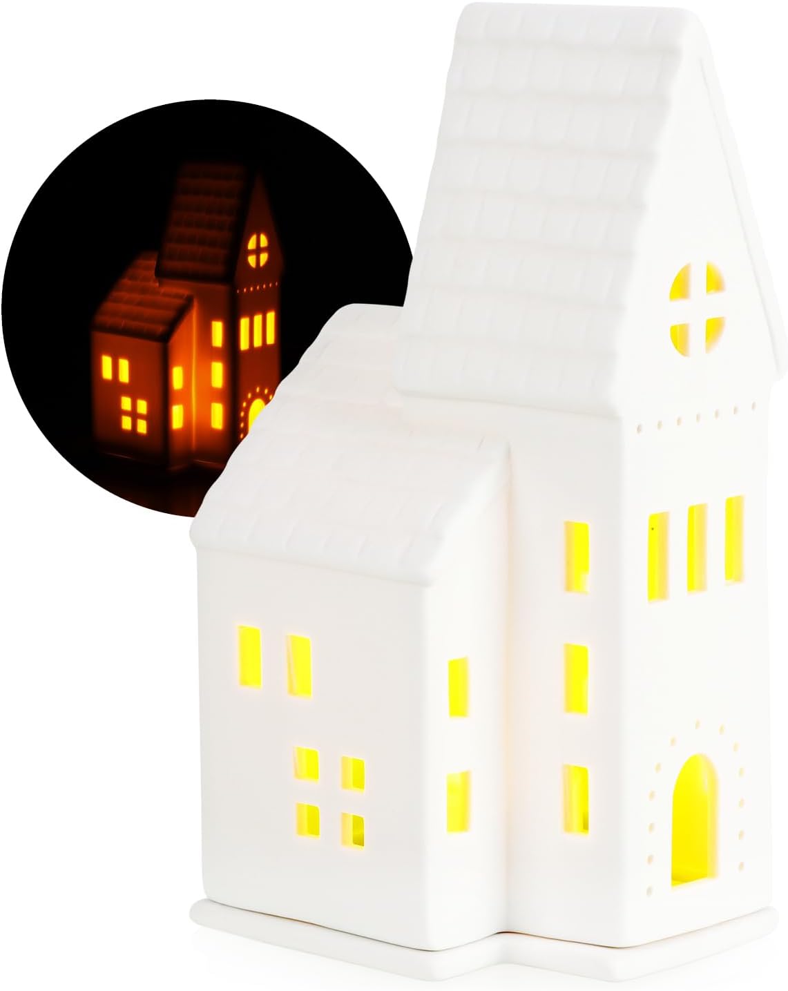COM-FOUR® tea light house made of porcelain - church made of porcelain ...