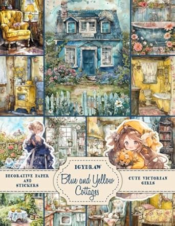 Blue and Yellow Cottages - Victorian Ladies - Scrapbook Paper ...