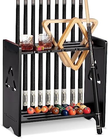 EXTCCT Pool Cue Stick Holder - Floor Stand Billiards Rack Oak Solid ...