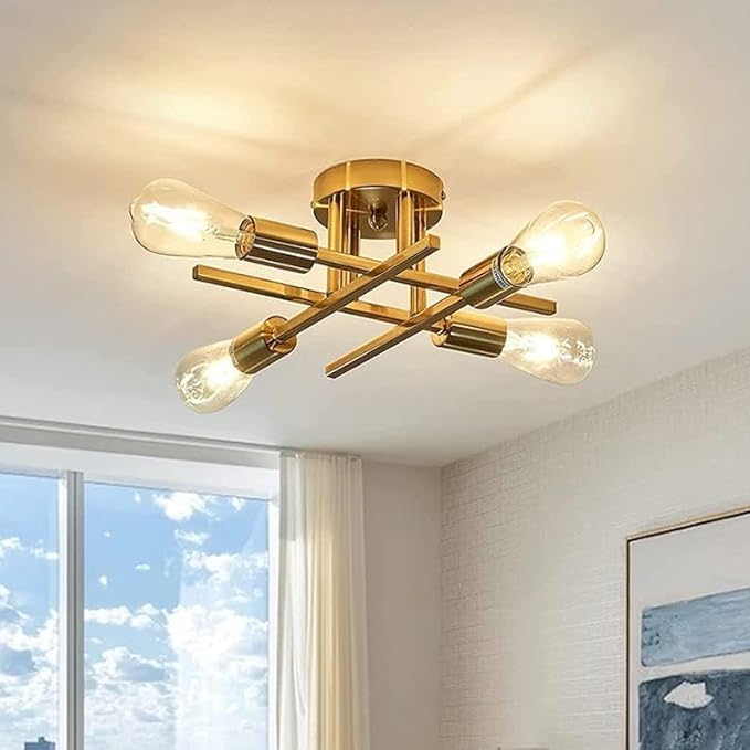 Buy Mid Century Modern Sputnik Flush Mount 4 Bulb Ceiling Light, Modern ...