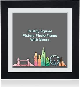 Boldon Framing - Black, Square Flat Brushed Photo Frame with White Wall ...