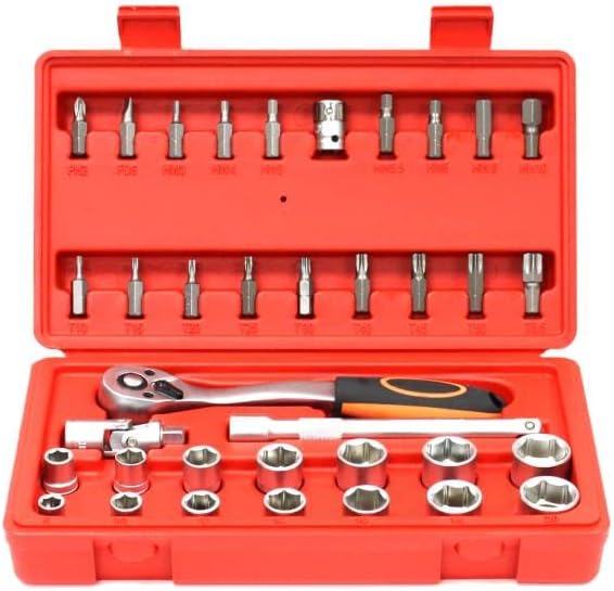 36pcs 3/8" Dr. Metric mm Bit & Socket Set Ratchet Wrench Star Hex Bits ...