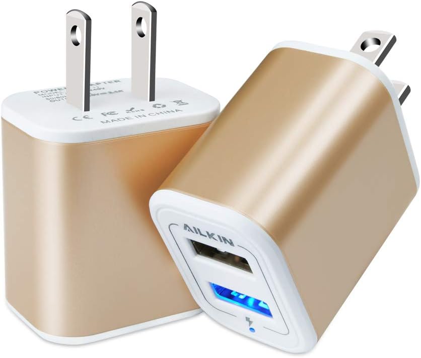Amazon.com: USB Power Adapter, Wall Plug, Ailkin 2-Pack 5V/2.1A Fast ...