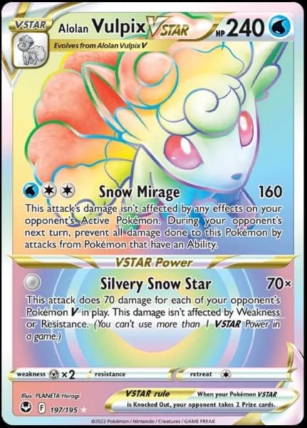 Amazon.com: Alolan Vulpix Vstar 197/195- Silver Tempest - Full Art ...