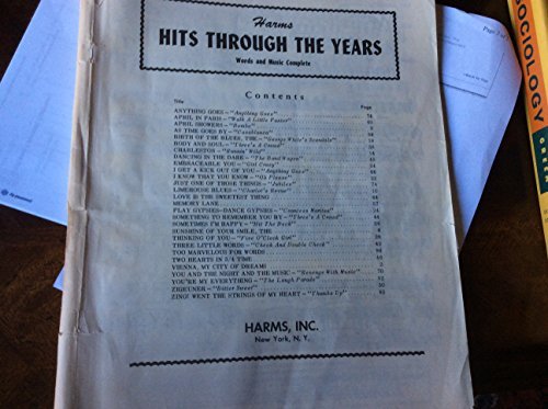 Harms, Hits Through the Years, Words and Music Complete: Harms, inc ...