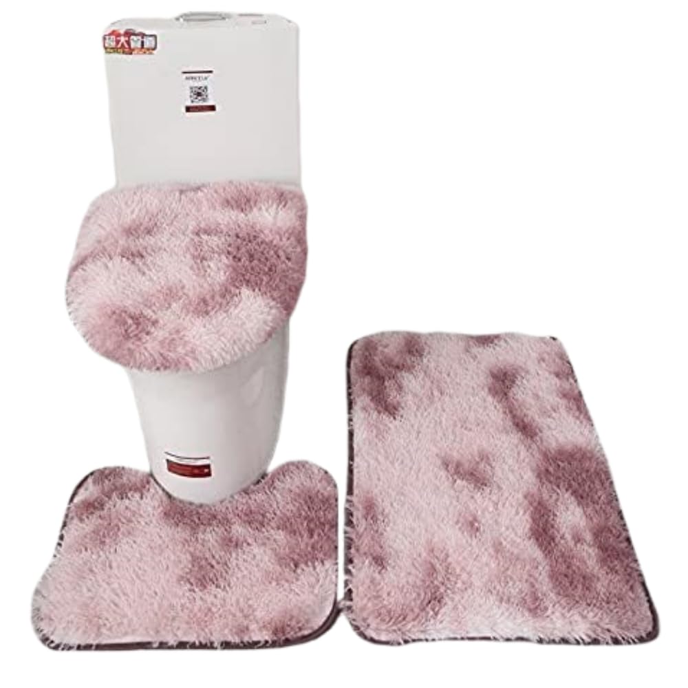 Amazon.com: 3 Pieces Bathroom Rugs Set，Pink U Shaped Toilet Contour ...