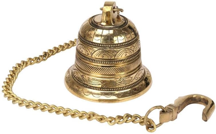Torppeza Brass Wall Hanging Bell with Chain and Hanging Hook for Home ...