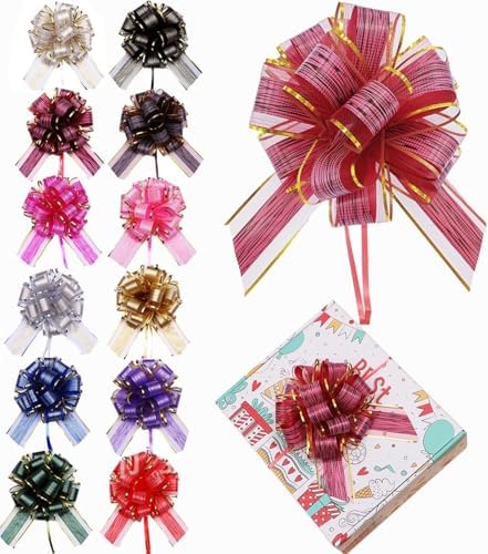 Amazon.com: 24 Pcs Christmas Large Gift Bows, BetterJonny -7inch Wide ...