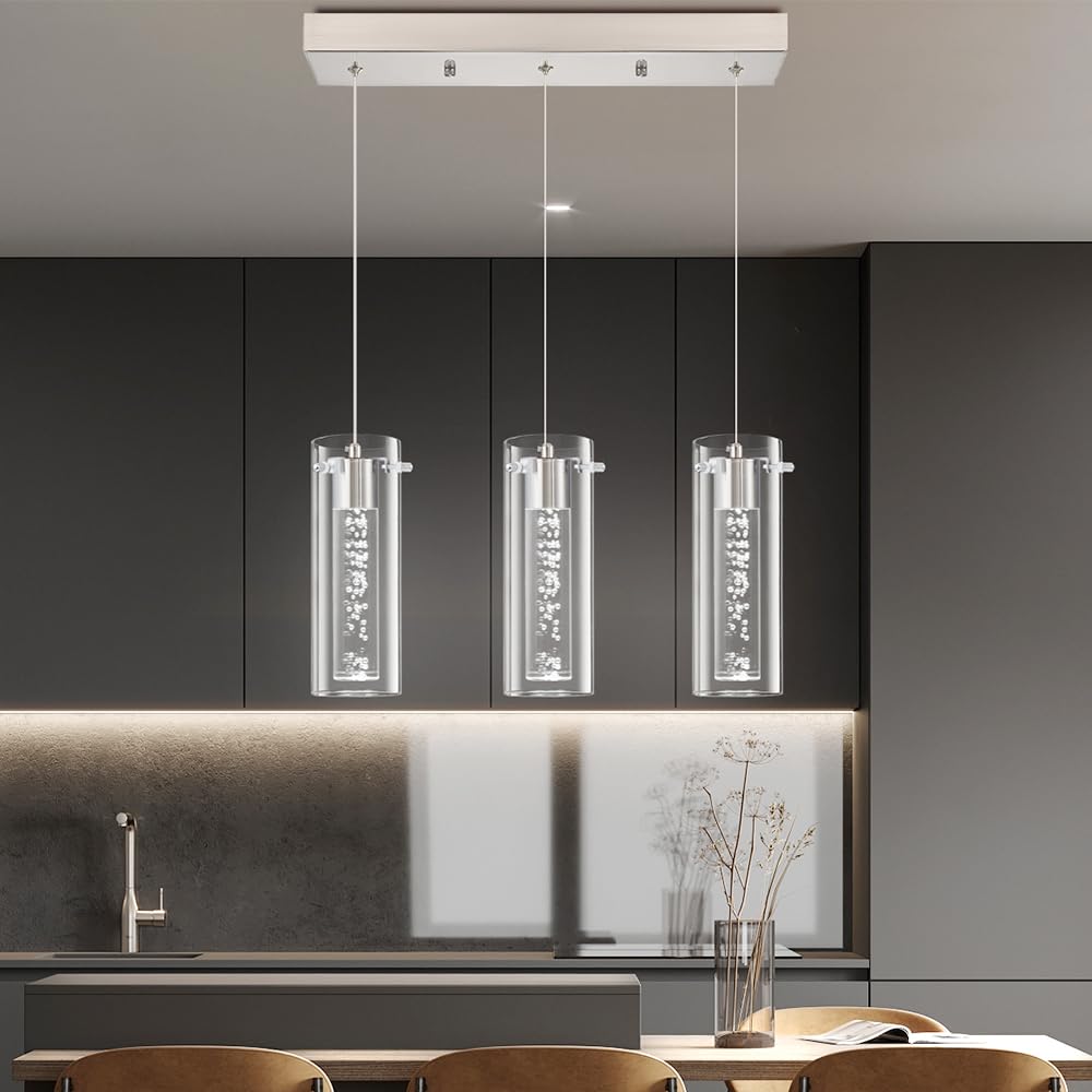 PNOUKF Pendant Lights Kitchen Island Chandelier, Integrated LED Dining ...