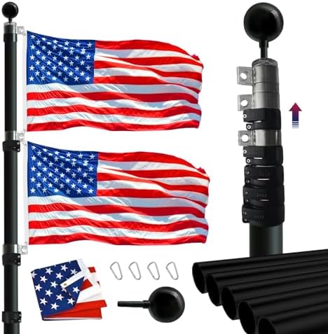 Amazon.com : AKTOP 20FT Telescoping Flag Pole Kit, Heavy Duty ...