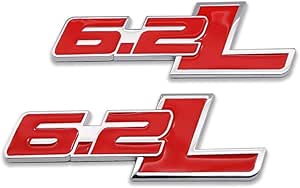 2X Chrome Metal 6.2L Logo Emblem Premium 3D Racing Sport Badge Car Side ...