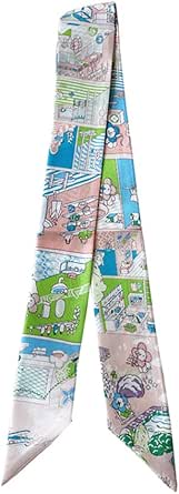 JERLA 100% Mulberry silk Scarf Head Hair Ribbon Handbag Handle wrap Tie ...