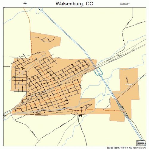 Amazon.com : Large Street & Road Map of Walsenburg, Colorado CO ...