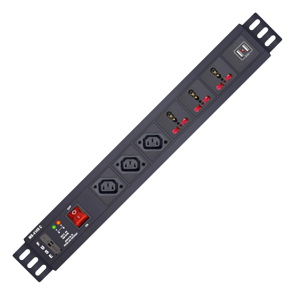 Buy MX Power Strip with 4 Outlets of IEC 320 C13, Single Switch, Fuse ...