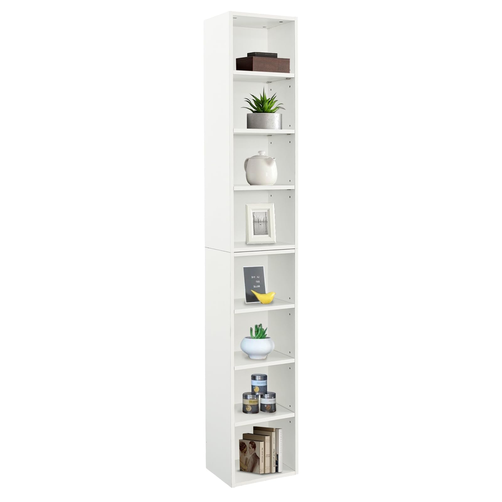 Amazon.com: LKTART 8-Tier Tall Narrow Bookcase, Versatile Detachable ...