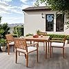 Amazon.com: Flamaker 5 Piece Outdoor Dining Set Acacia Wood Patio Table ...