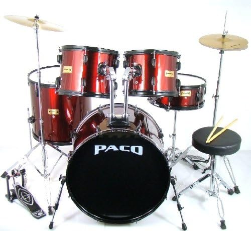 Amazon.com: Paco 5-piece Drum Set In Wine Red With Throne, Cymbals And ...