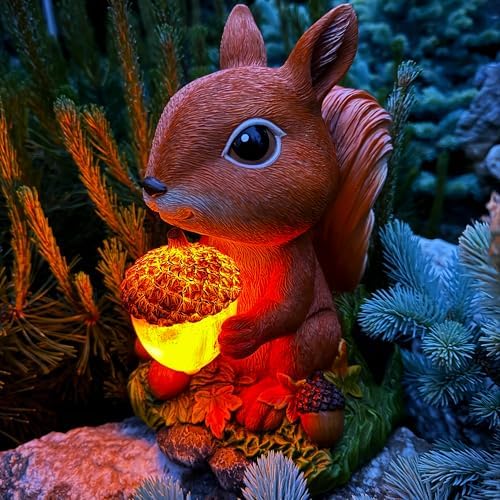 Amazon.com: Mood Lab Solar Garden Decor Statue - Squirrel Outdoor ...