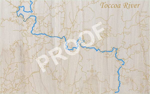 Amazon.com: Toccoa River, Georgia: 24" x 37" Framed Wood Laser Engraved ...
