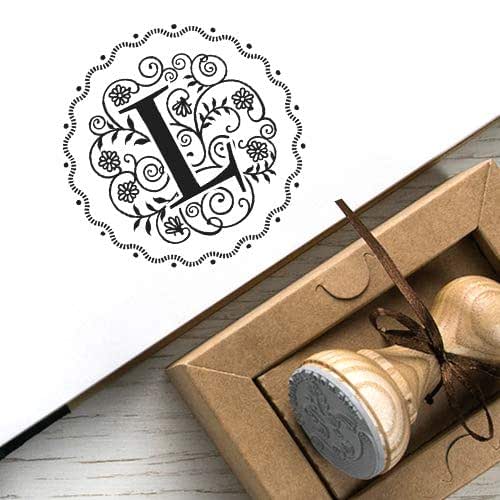 L Rubber Stamp, Letter L Stamp, Round Monogram Stamp Initial L Design ...