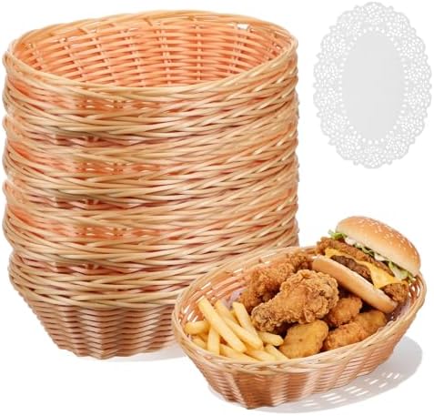 Amazon.com: 12pcs Plastic Oval Basket & 140pcs Oil Blotting Paper Small ...