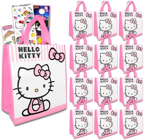 Amazon.com: Hello Kitty Mini Party Favor Bag Set - Bundle with 12 ...