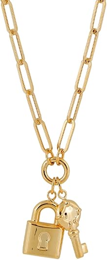 Amazon.com: Riddle's Jewelry Lock & Key Paperclip Chain Necklace in 10K ...