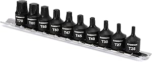 CASOMAN 10-Piece 3/8" Drive Low Profile Impact Torx Bit Socket Set, T25 -T70, Includes Storage ...
