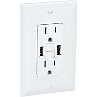 Legrand Radiant 15A Tamper-Resistant Type-A/A USB GFCI Outlet